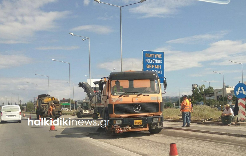 Εργασίες διαγράμμισης στην Εθνική Οδό Θεσσαλονίκης- Ν. Μουδανιών ...